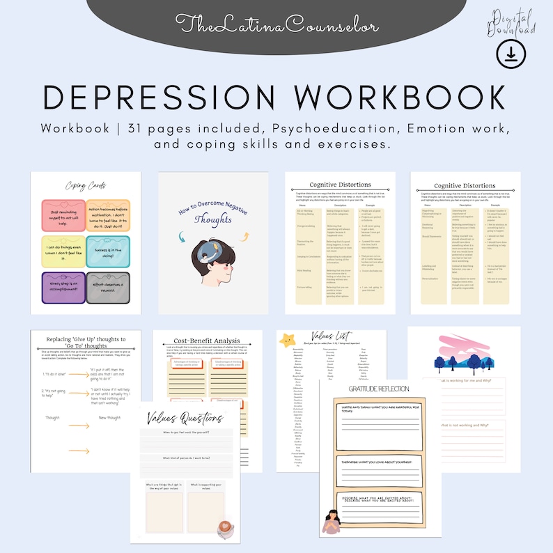Depression Therapy Worksheets, Therapy Resources, Specific Symptomology ...