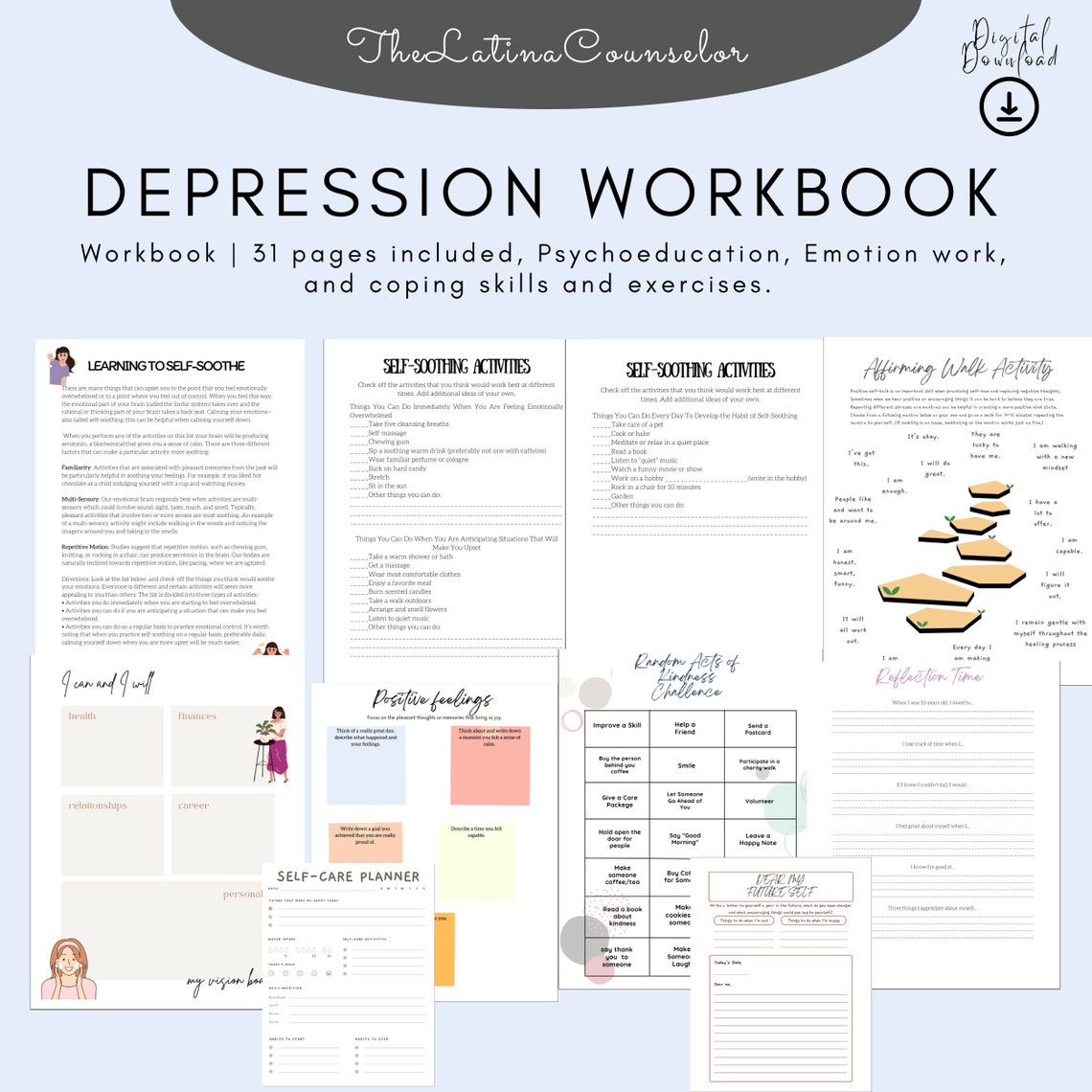 Depression Therapy Worksheets, Therapy Resources, Specific Symptomology ...