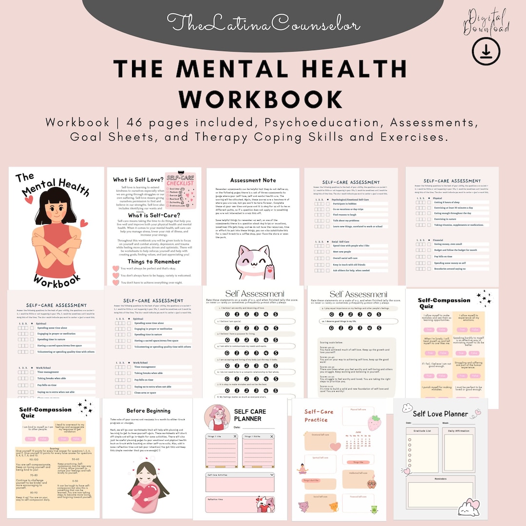 Mental Health Workbook Self-love, Self Care, Self-esteem, Anxiety ...