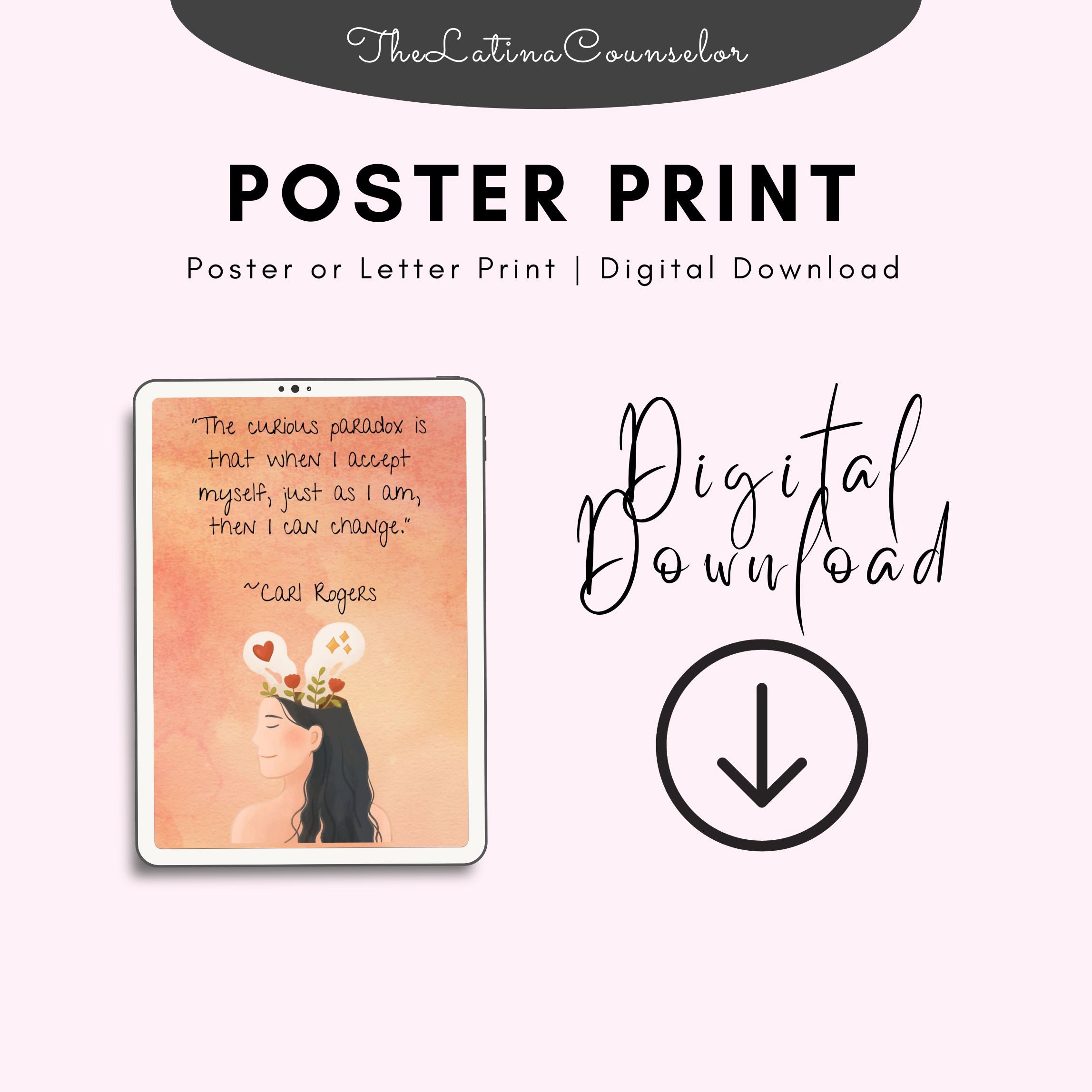 Carl Rogers Quote Poster, Inspirational Poster, Psychology, Person ...