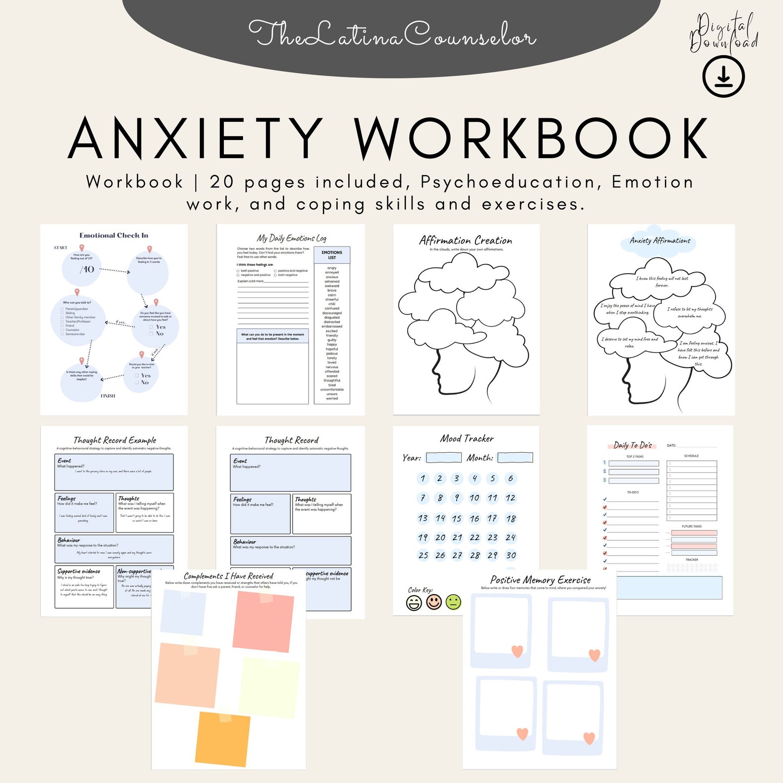 Anxiety Workbook, Anxiety Worksheets, Therapy Resources, Therapist ...