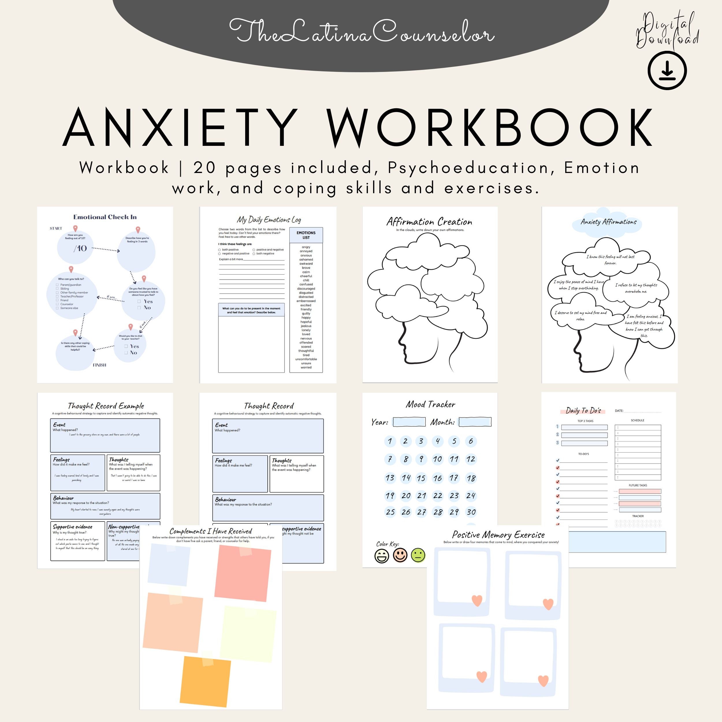 Anxiety Workbook, Anxiety Worksheets, Therapy Resources, Therapist ...