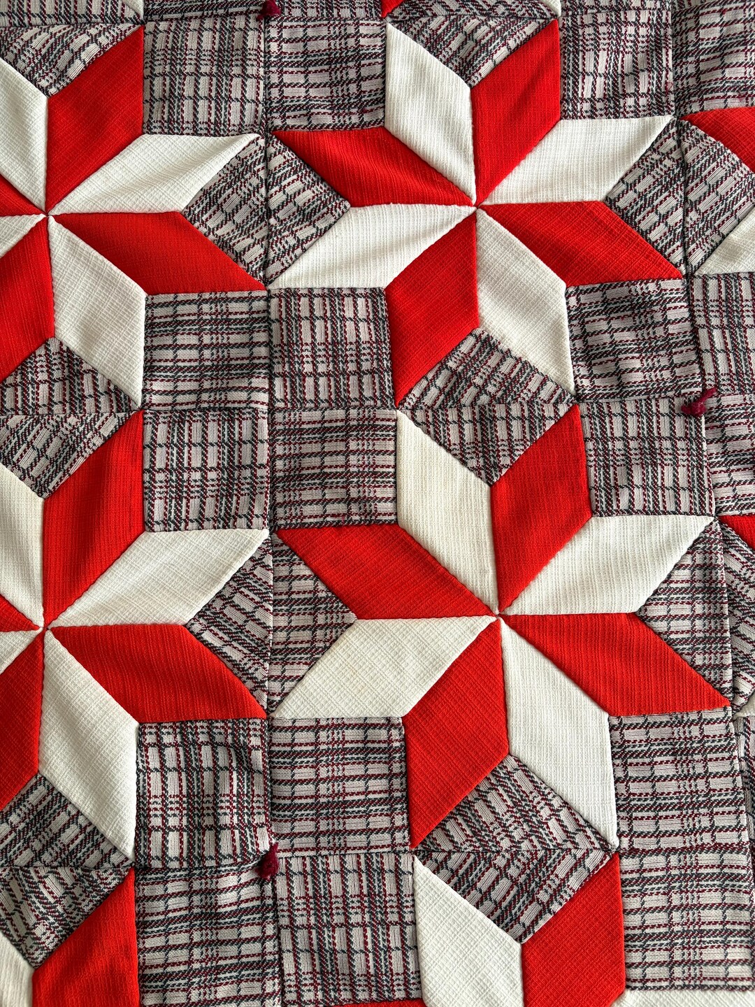 Red and White Pinwheel Stars Hand Made Hand Stitched Vintage Quilt - Etsy
