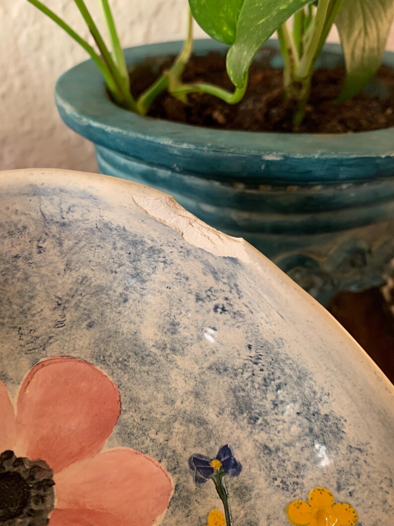 Vintage 1988 Salt Marsh Pottery Handpainted Pressed Flower Botanical ...