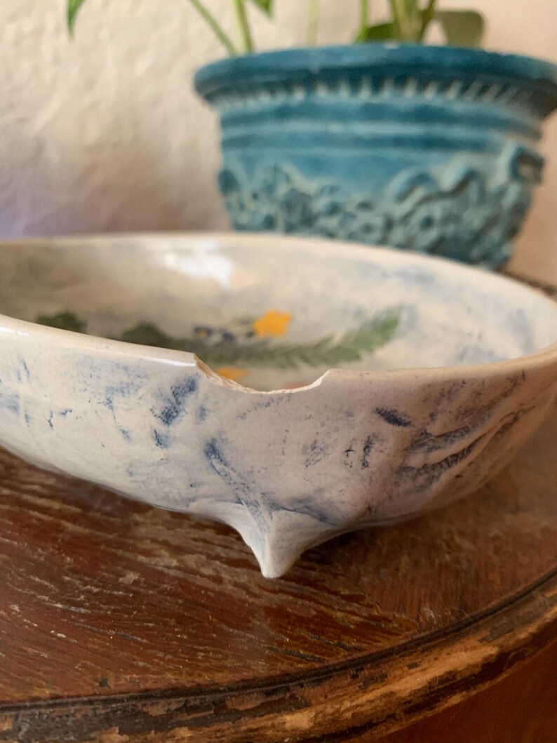 Vintage 1988 Salt Marsh Pottery Handpainted Pressed Flower Botanical ...