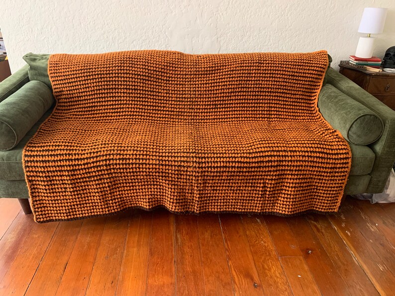 Vintage Brown Orange Striped Hand Knit Crochet Afghan Throw Blanket - Etsy