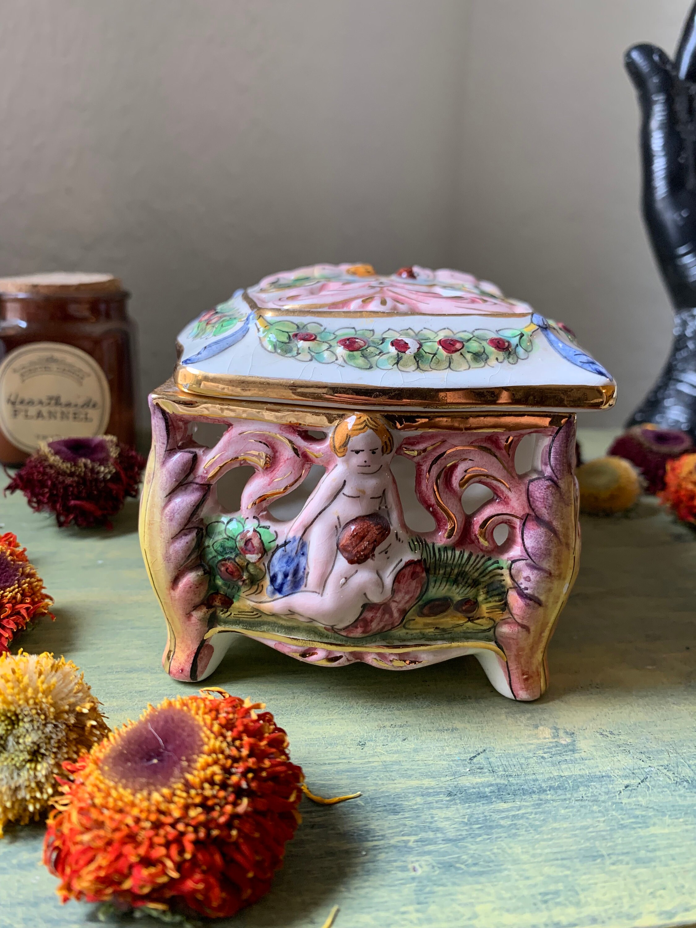 Rare Italian Capodimonte Porcelain Jewelry Casket Box - Etsy