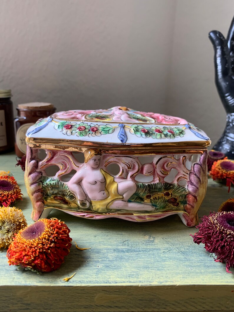 Rare Italian Capodimonte Porcelain Jewelry Casket Box - Etsy