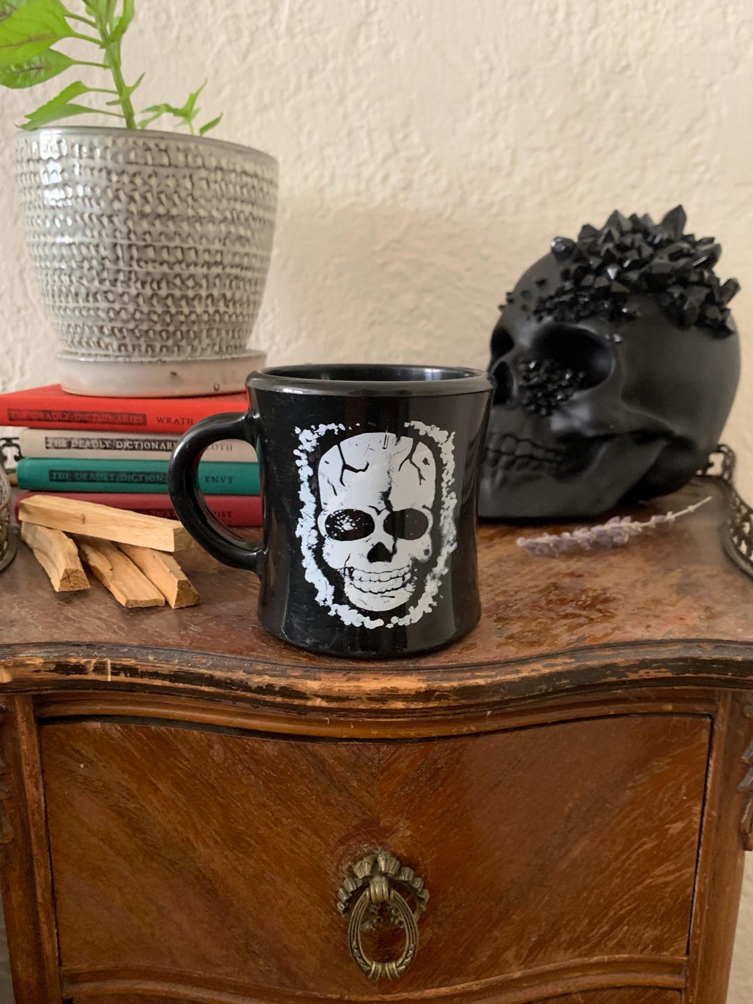 Grey White Skull Black Plastic Goth Punk Coffee Mug Cup - Etsy