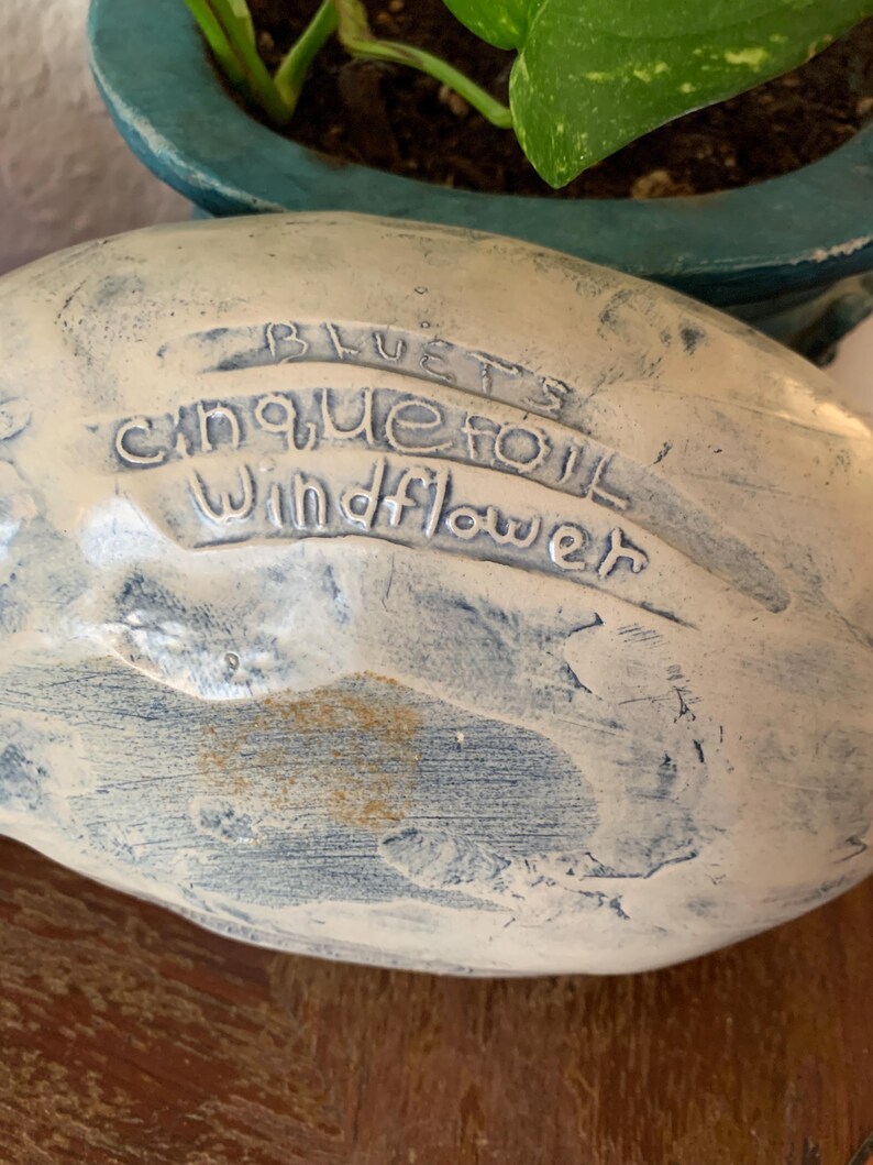 Vintage 1988 Salt Marsh Pottery Handpainted Pressed Flower Botanical ...