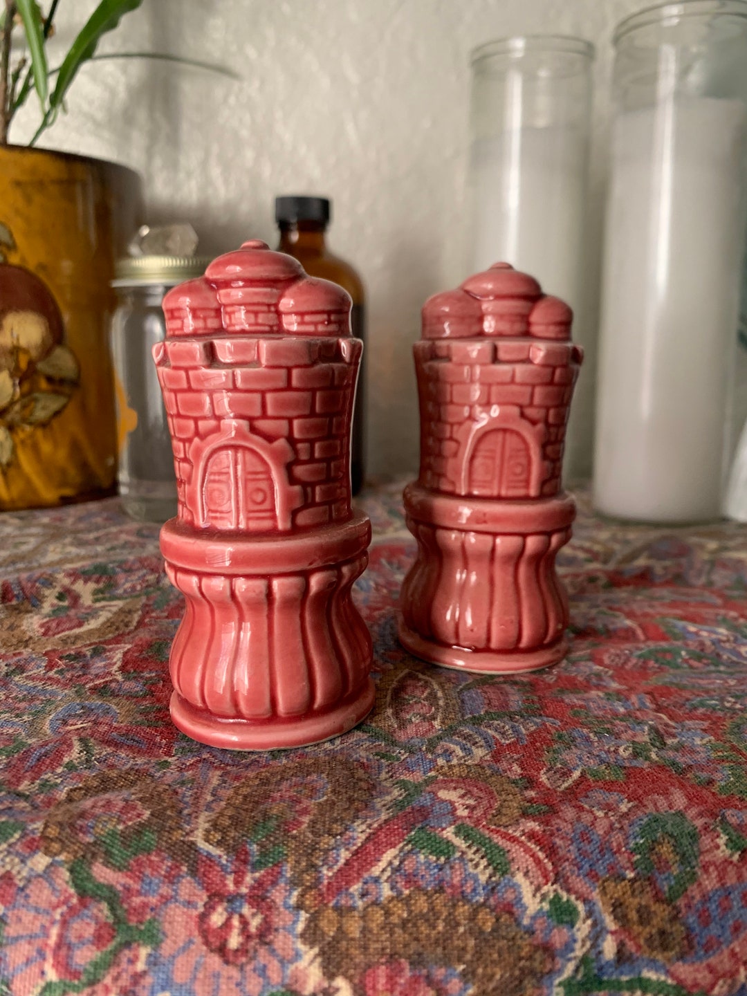 Vintage Ceramic Pink Rook Chess Piece Salt and Pepper Shaker - Etsy