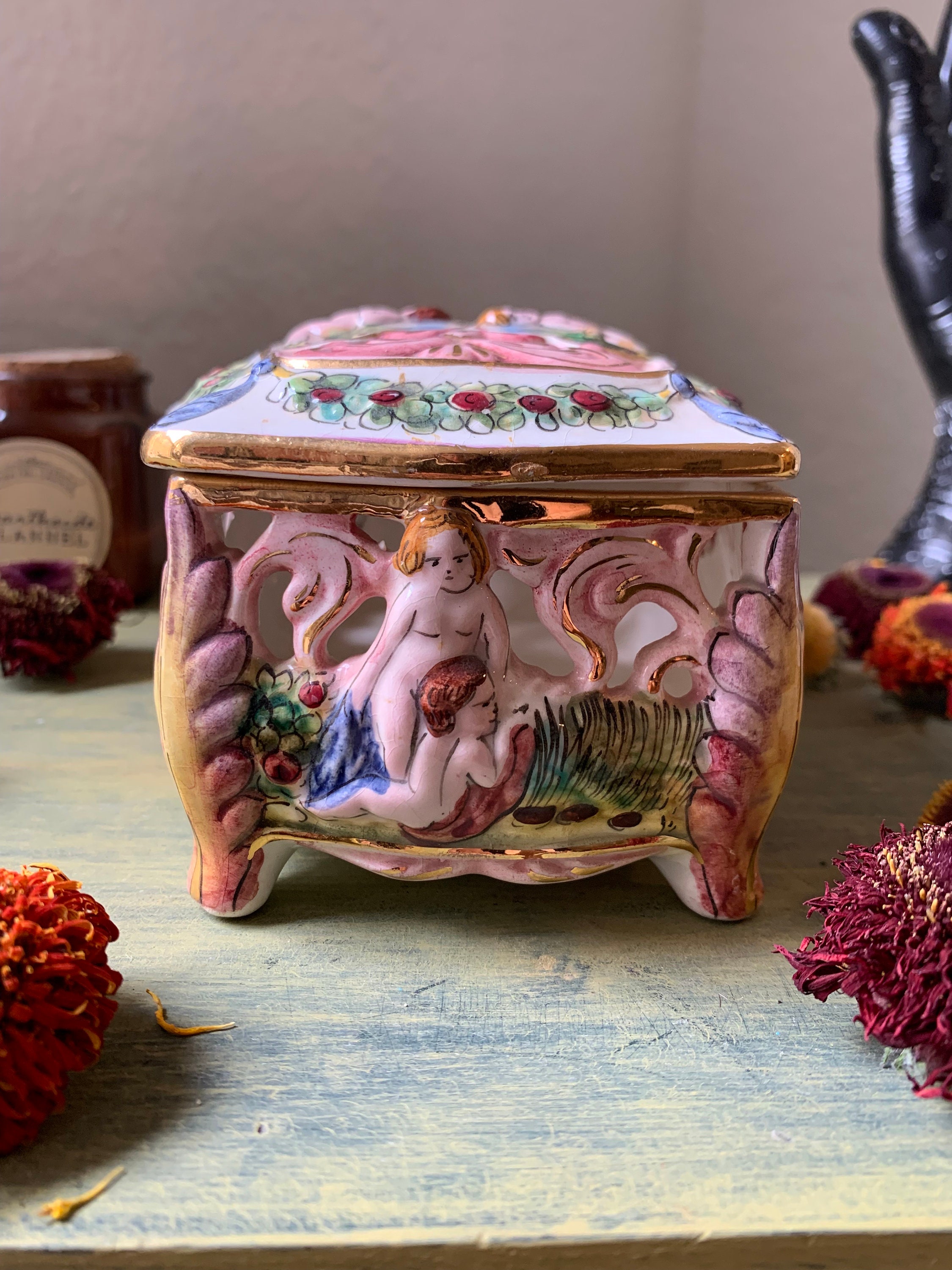 Rare Italian Capodimonte Porcelain Jewelry Casket Box - Etsy