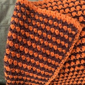 Vintage Brown Orange Striped Hand Knit Crochet Afghan Throw Blanket - Etsy