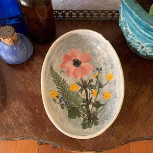 Vintage 1988 Salt Marsh Pottery Handpainted Pressed Flower Botanical ...