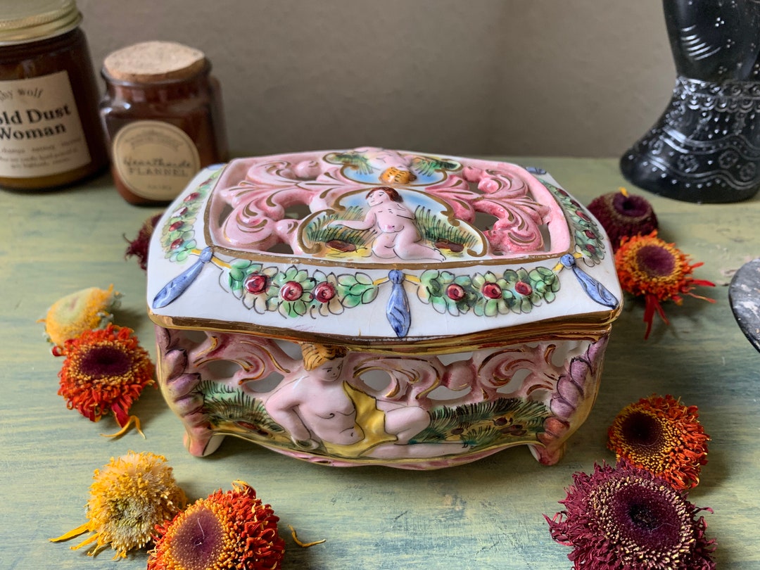 Rare Italian Capodimonte Porcelain Jewelry Casket Box - Etsy