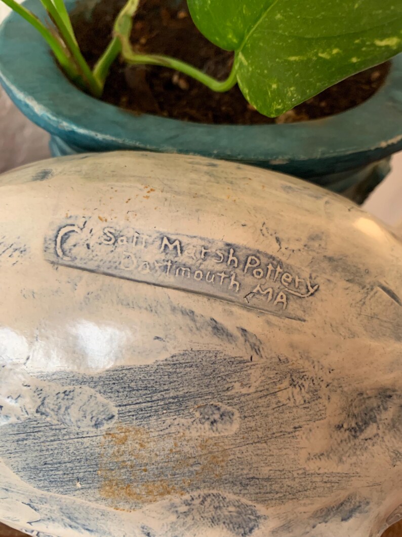 Vintage 1988 Salt Marsh Pottery Handpainted Pressed Flower Botanical ...