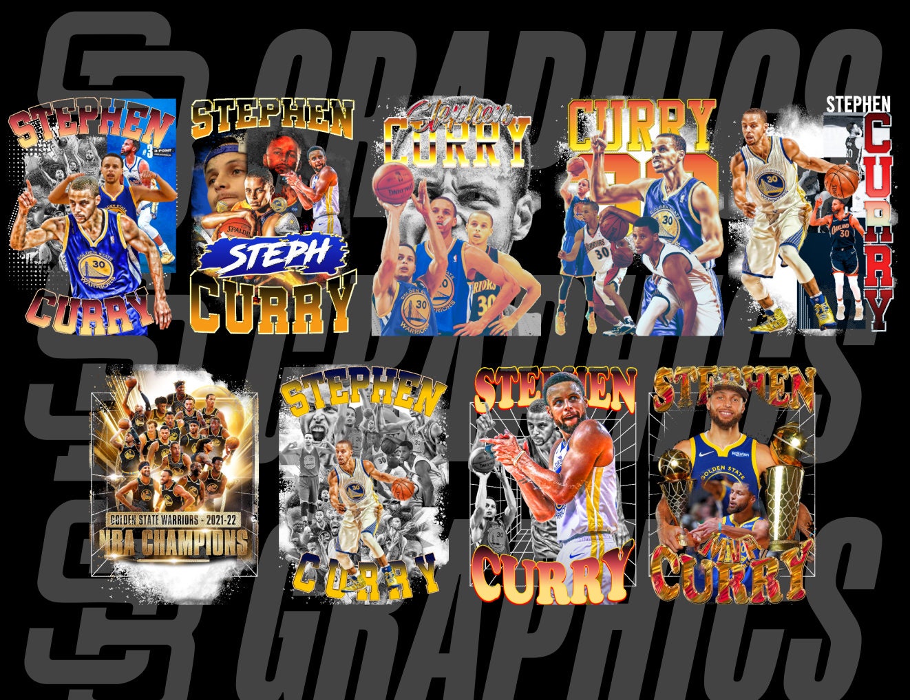 9 Steph Curry Halftone Desings DTF Transfer DTG Graphic - Etsy