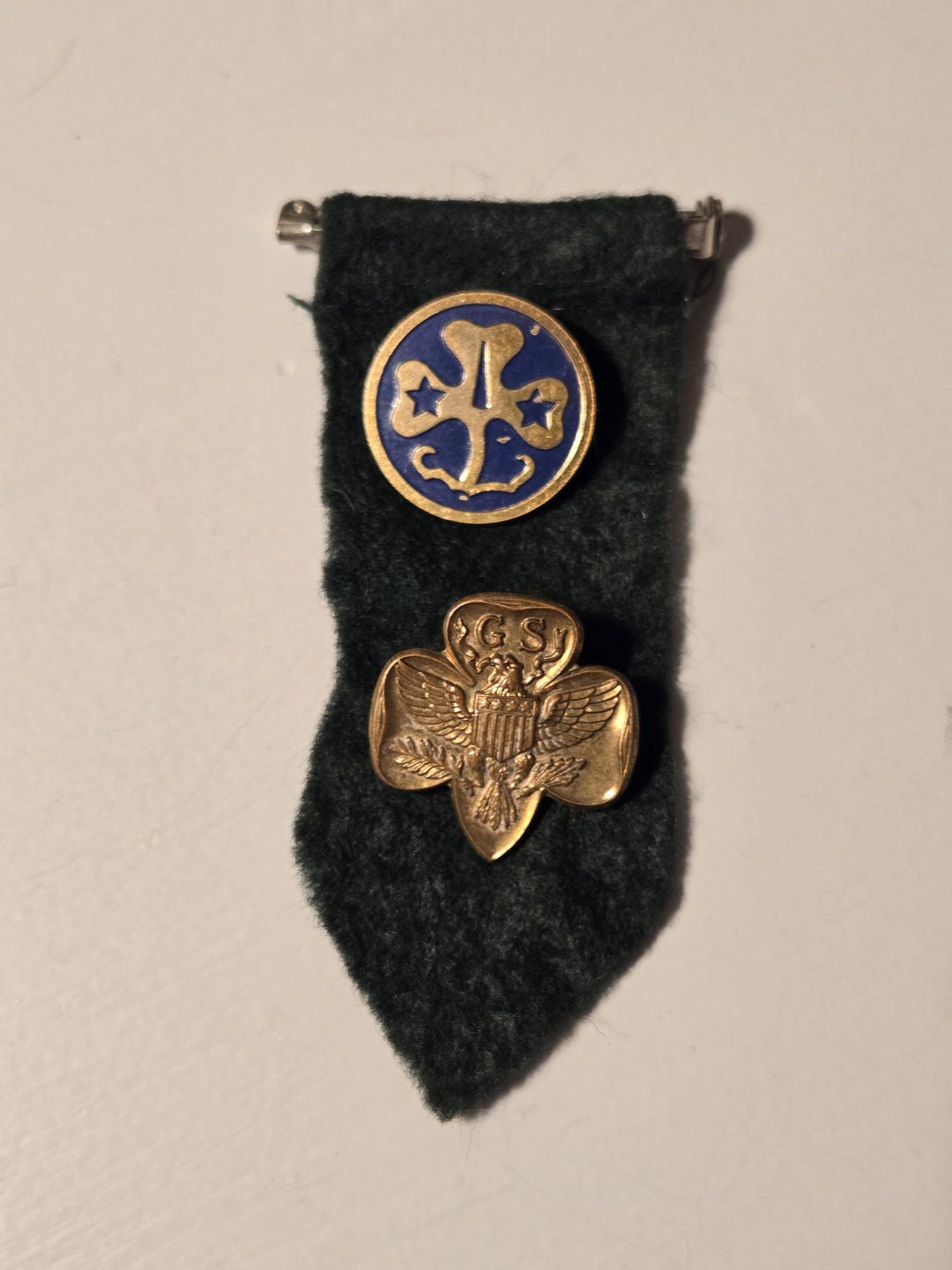 Vintage Girl Scouts Pins on Green Felt Uniform Pin - Etsy