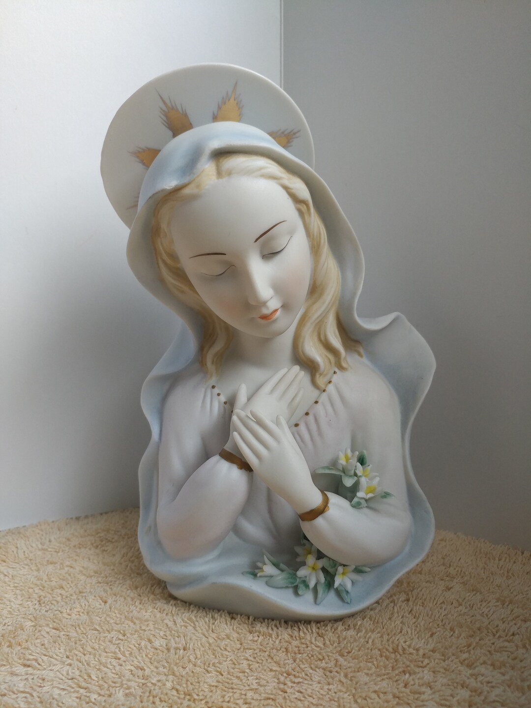 Lefton China Madonna Virgin Mary Hand Painted Figurine Statuette KW1463 ...