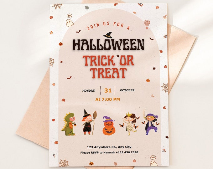 Editable Invitation, Trick or Treat Halloween Party Invitation ...