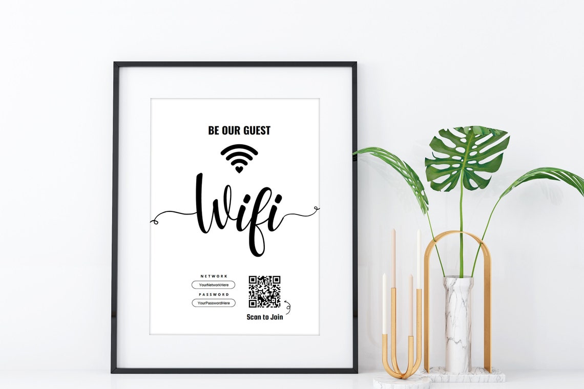 Be Our Guest Editable Wifi Sign Wifi QR Code Customizable - Etsy