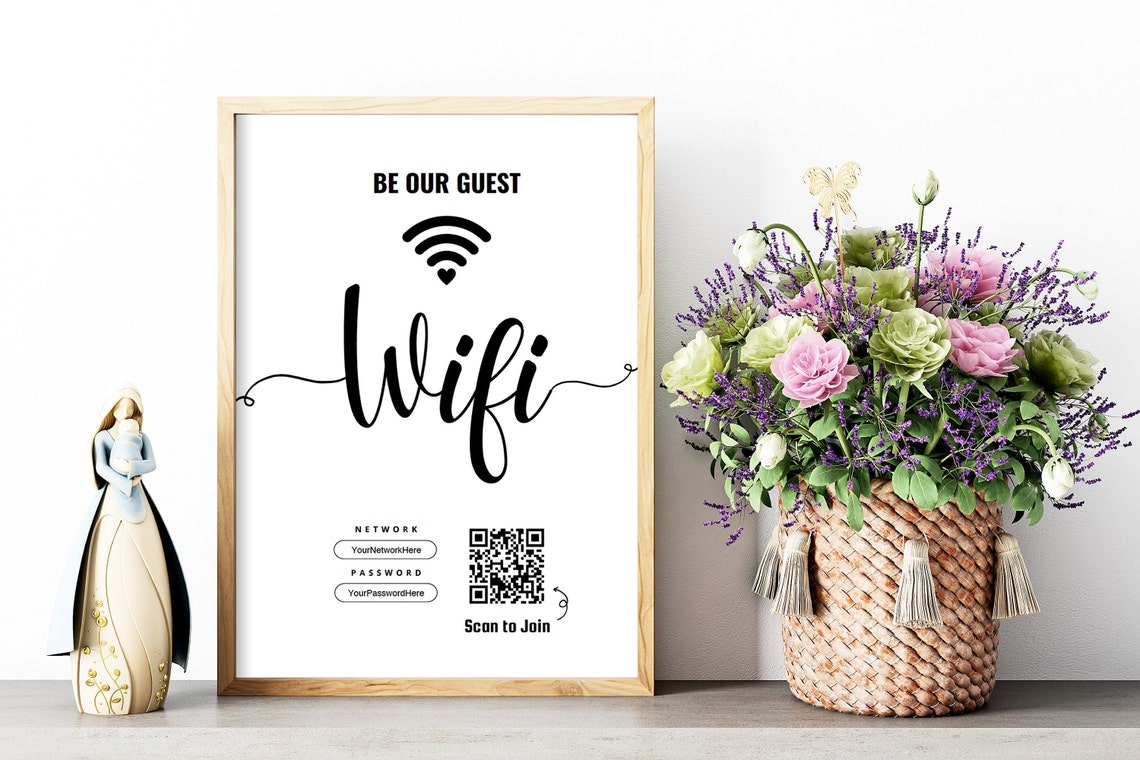 Be Our Guest Editable Wifi Sign Wifi QR Code Customizable - Etsy