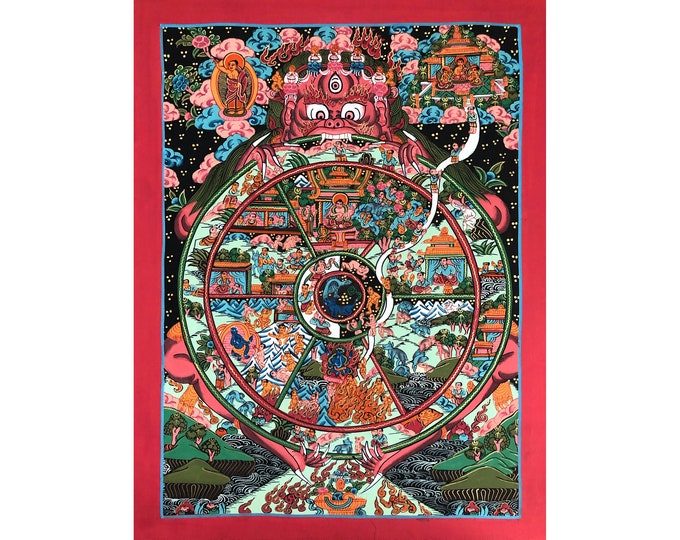 Wheel of Life Thangka Art, Samsara Thanka Art - Etsy