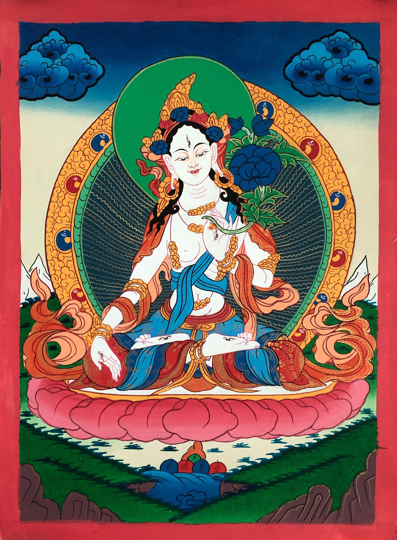 White Tara ,tibetan Wall Decoration Painting Sacred Thangka Painting ...