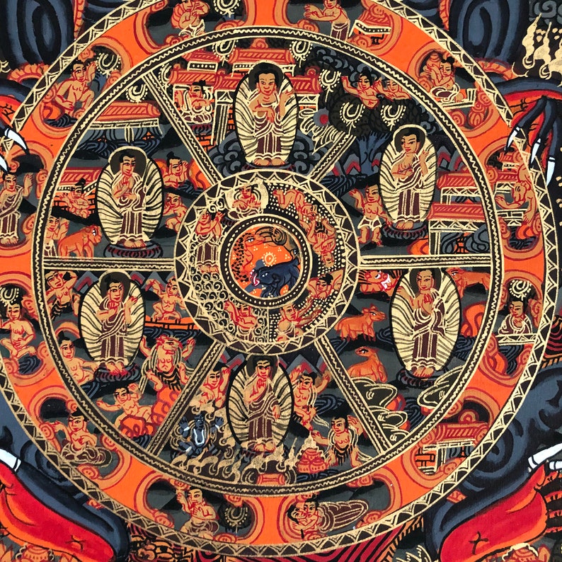 Wheel of Life Thangka Art, Samsara Thanka Art - Etsy