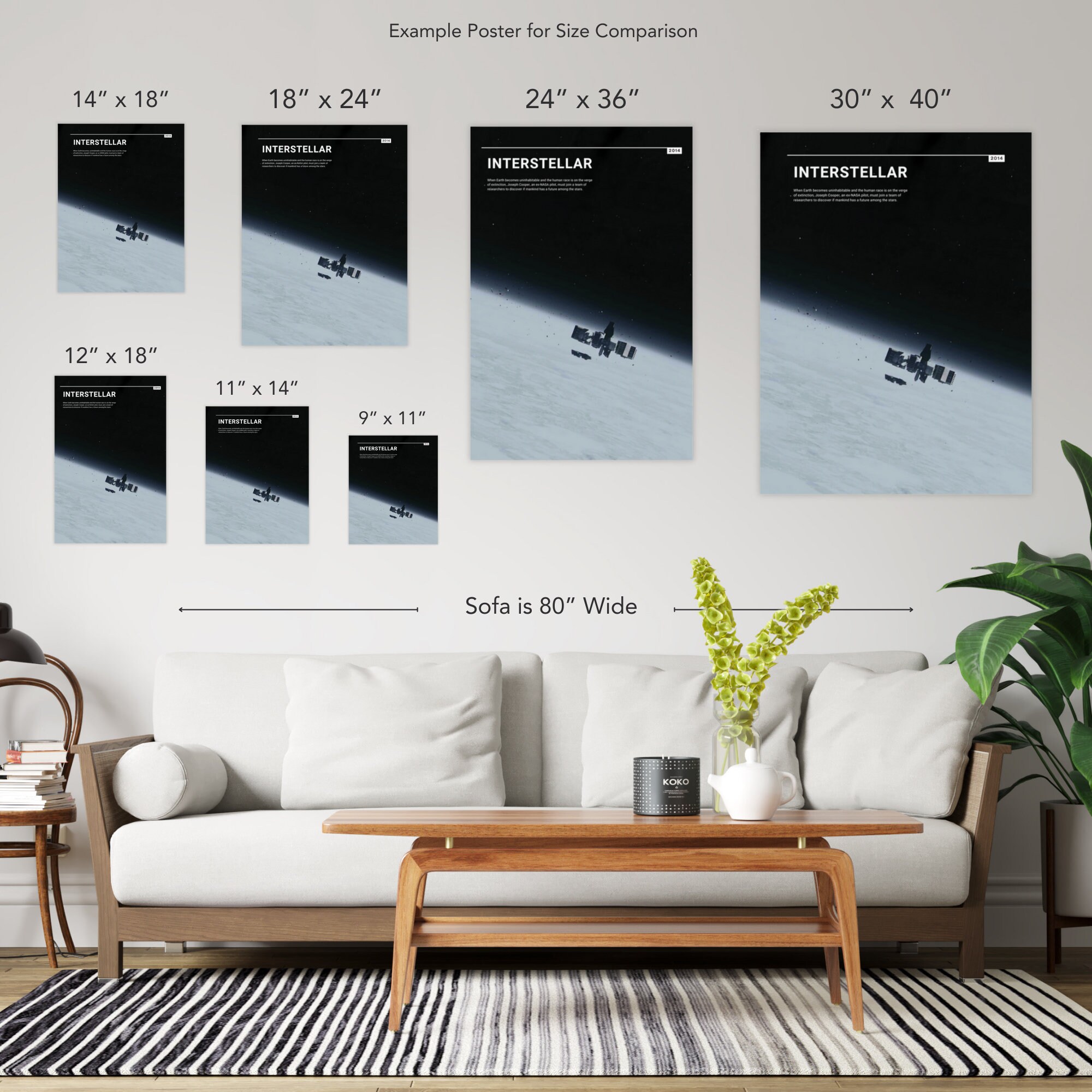 Interstellar Movie Poster, Retro Movie Print, Mid Century Modern Room ...