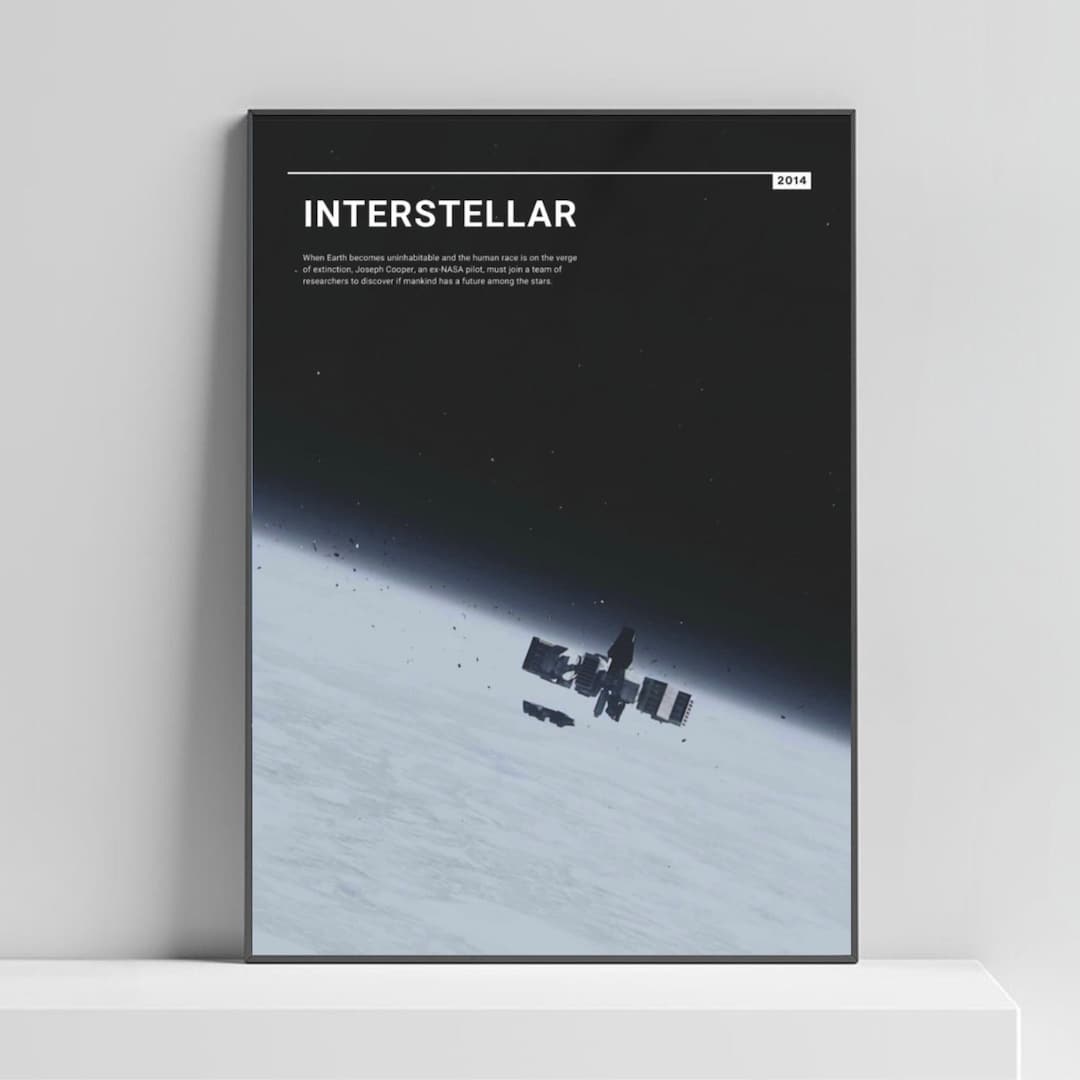 Interstellar Movie Poster, Retro Movie Print, Mid Century Modern Room ...