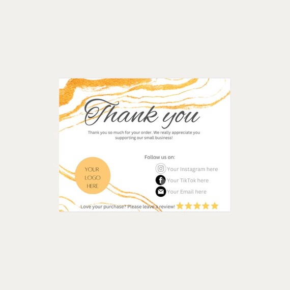 Thank You Card Editable Template / Printable / Instant - Etsy