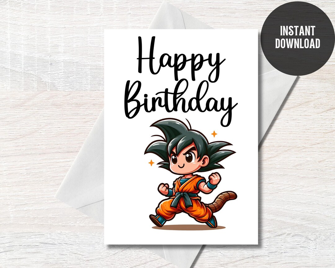 Printable Birthday Card, Downloadable Birthday Card, Birthday Card, DBZ ...