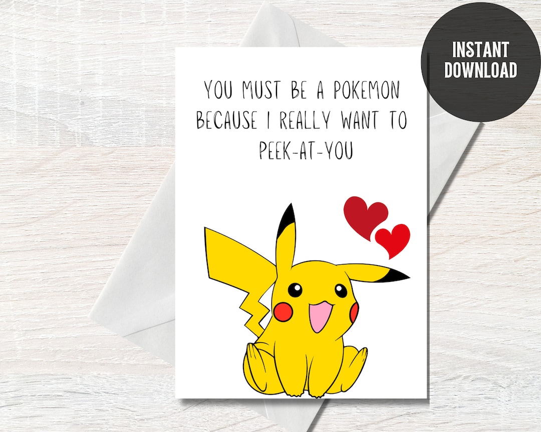 Printable Pikachu Card, Downloadable Pikachu Card, Pikachu Card, Love ...