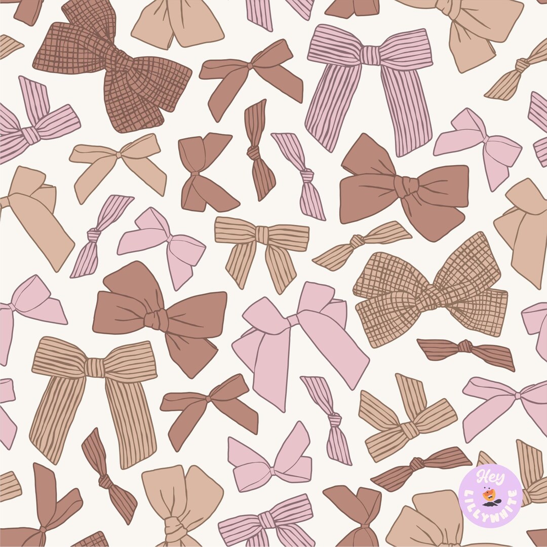 Neutral Bows Seamless Repeating Pattern, Brown and Pink Bows Seamless ...