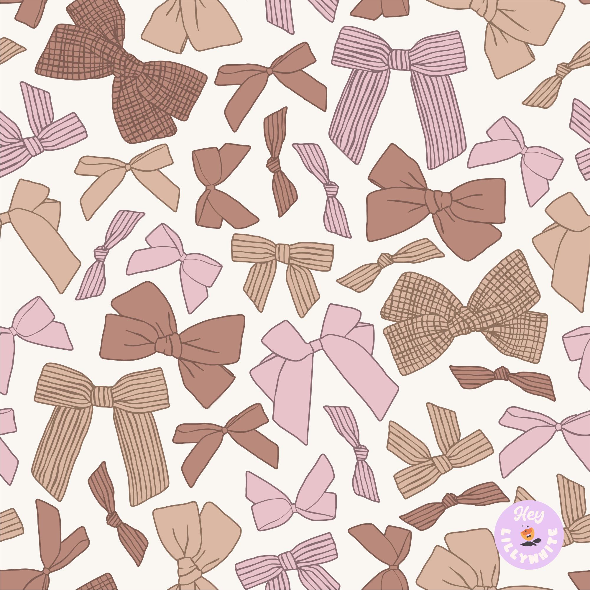 Neutral Bows Seamless Repeating Pattern, Brown and Pink Bows Seamless ...
