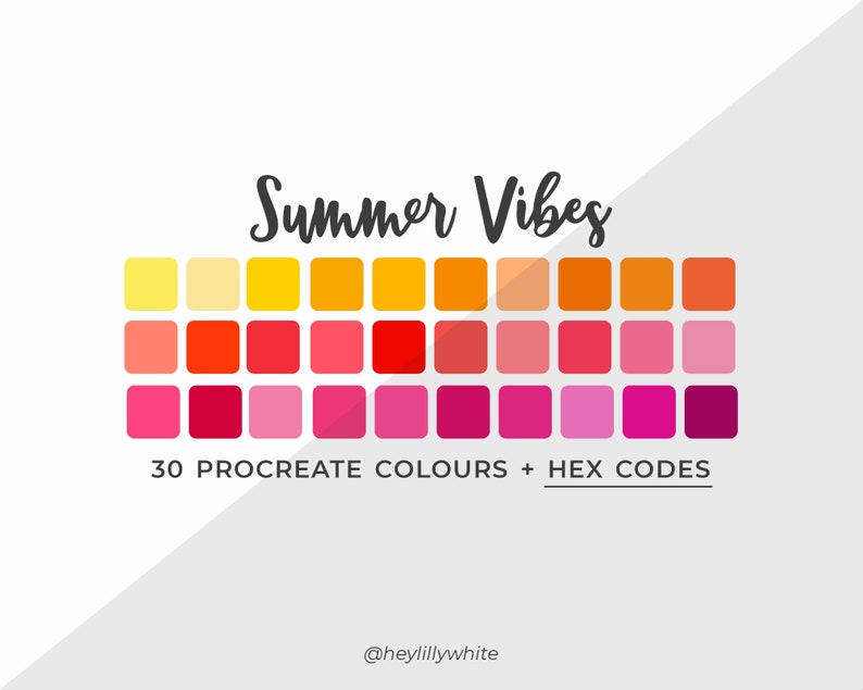 Summer Vibes Procreate Colour Palette, Procreate Swatches, Colour ...
