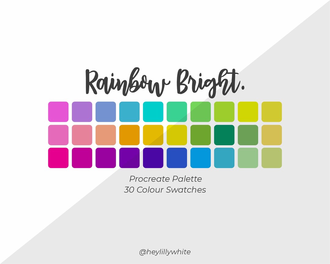 Rainbow Bright Procreate Colour / Color Palette, Procreate Swatches ...