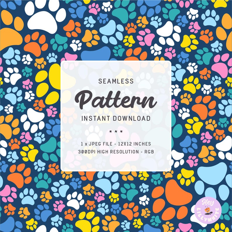 Rainbow Paw Print Seamless Pattern, Animal Paw Print, Cat Paw, Dog Paw ...