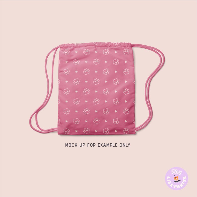 Pink Mauve and Bone Paw Prints and Hearts Seamless Pattern, Cat Paws or ...