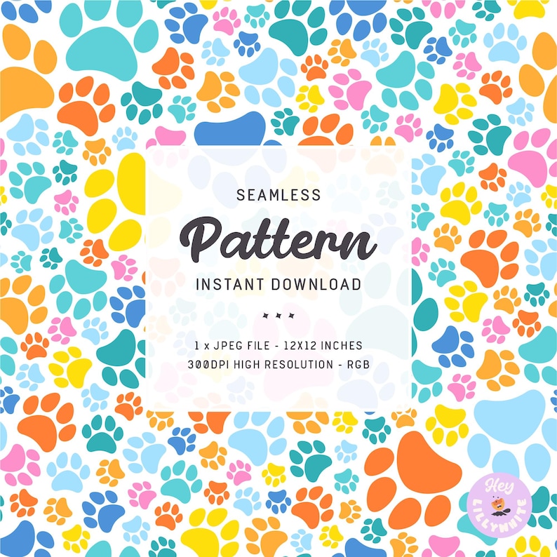 Rainbow Paw Print Seamless File, Seamless Paw Print, Cat Paw, Dog Paw ...