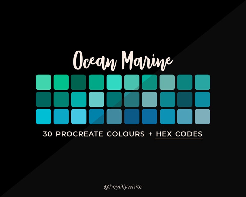 Ocean Marine Procreate Colour Palette, Teal Procreate Swatches, Teal ...