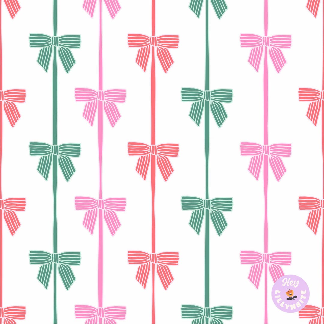 Bow Seamless File, Seamless Bow Print, Holiday Surface Pattern Design ...