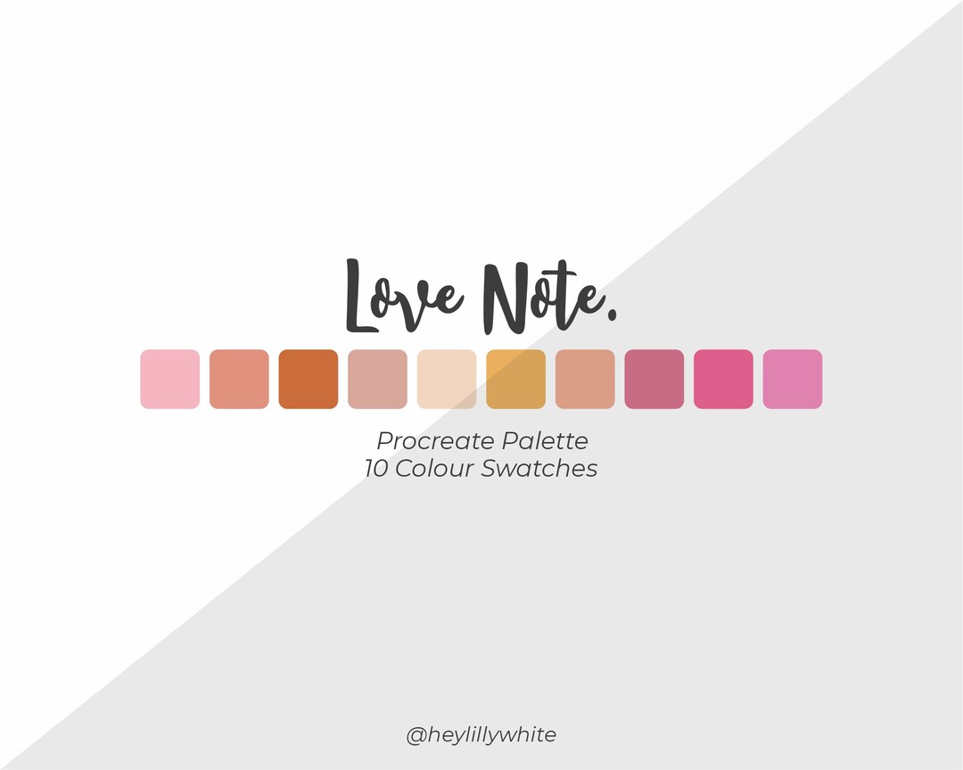 Love Note Procreate Colour / Color Palette, Procreate Swatches, Palette ...
