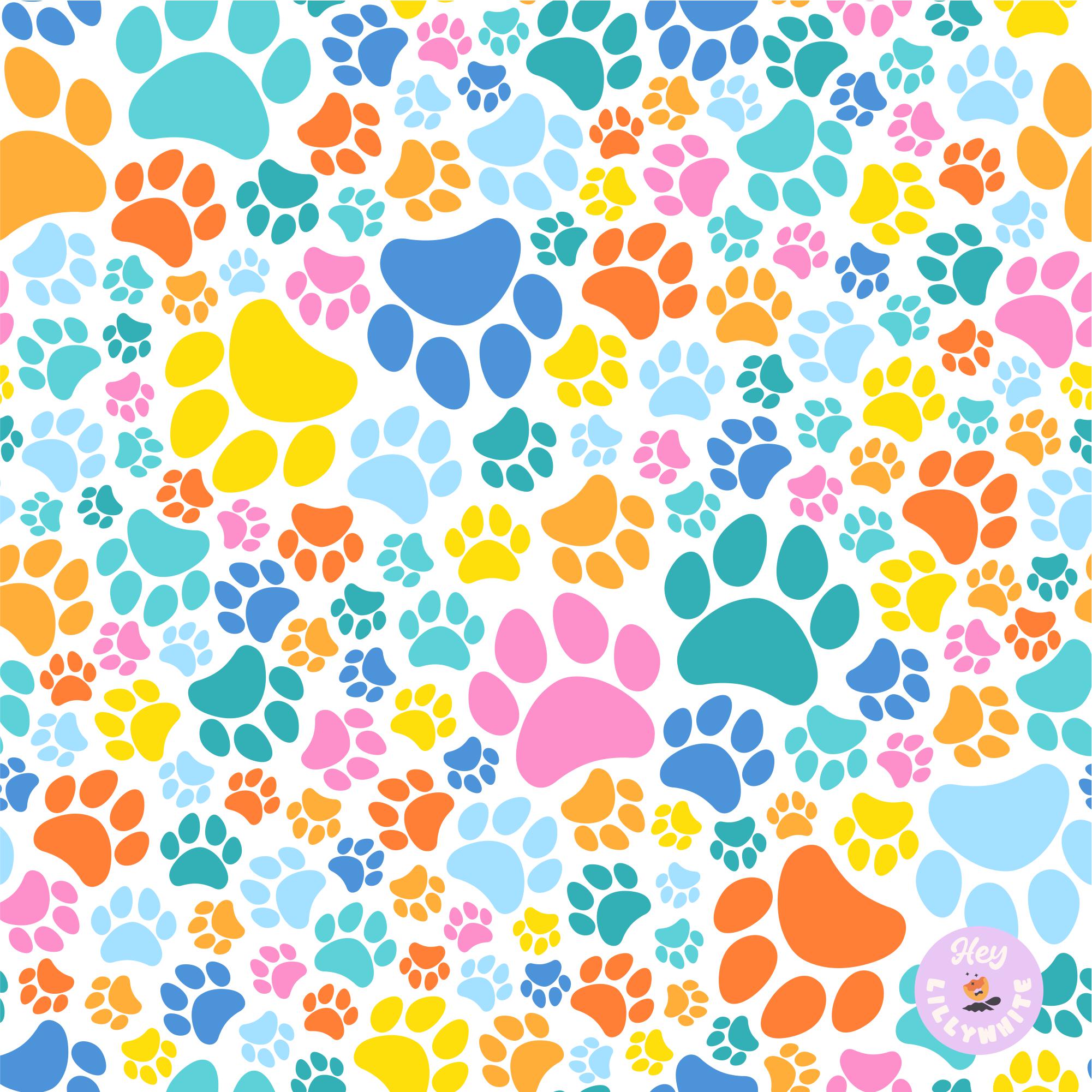 Rainbow Paw Print Seamless File, Seamless Paw Print, Cat Paw, Dog Paw ...