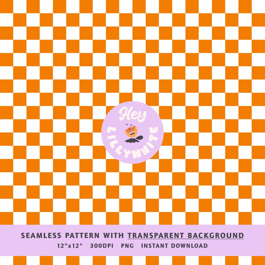 Orange Checkers PNG Seamless Pattern for Sublimation Fabric, Orange ...