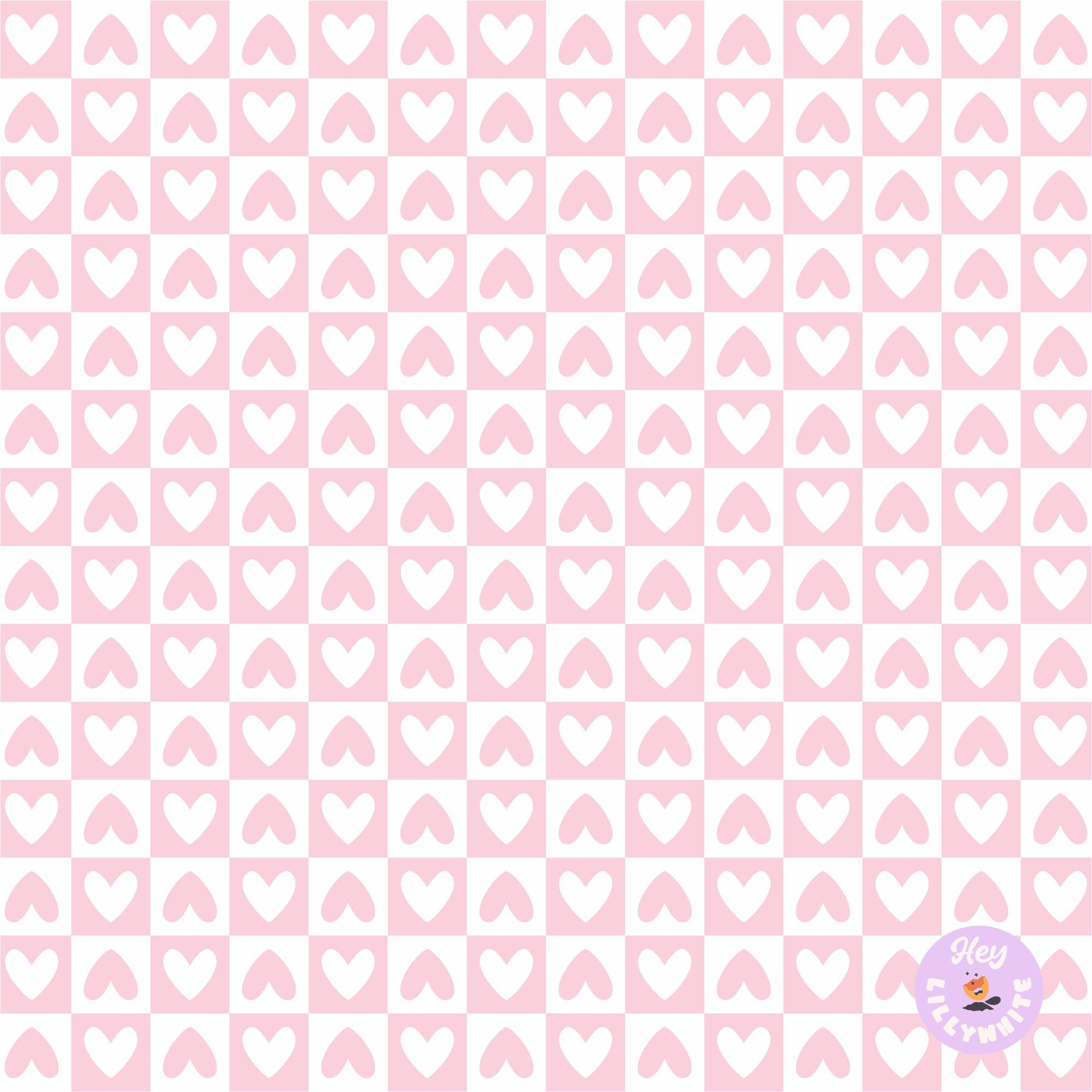 Light Pink and White Checkered Pattern, Valentines Day Hearts Seamless ...