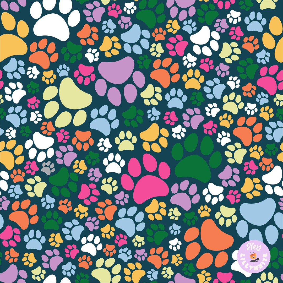 Rainbow Paw Print Seamless File, Seamless Paw Print, Cat Paw, Dog Paw ...