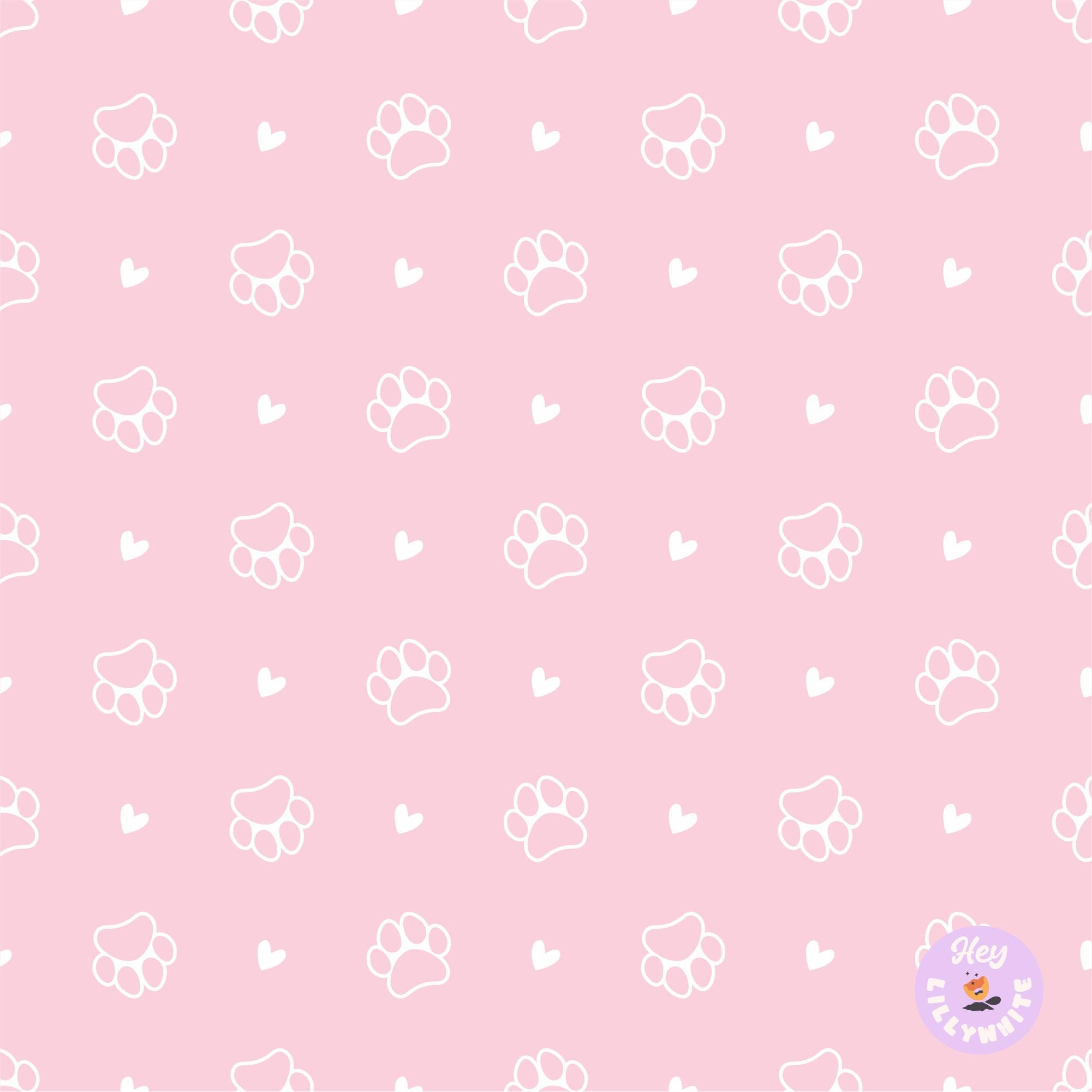 Light Pink and White Paws Seamless Repeat, Cat or Dog Paws Surface ...