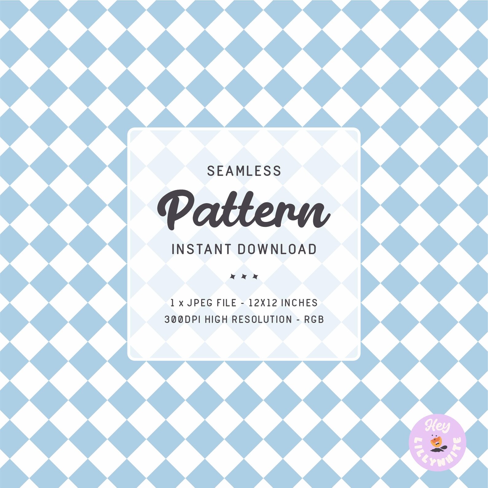 Light Blue and White Diamond Seamless Pattern, Diamond Checkers ...